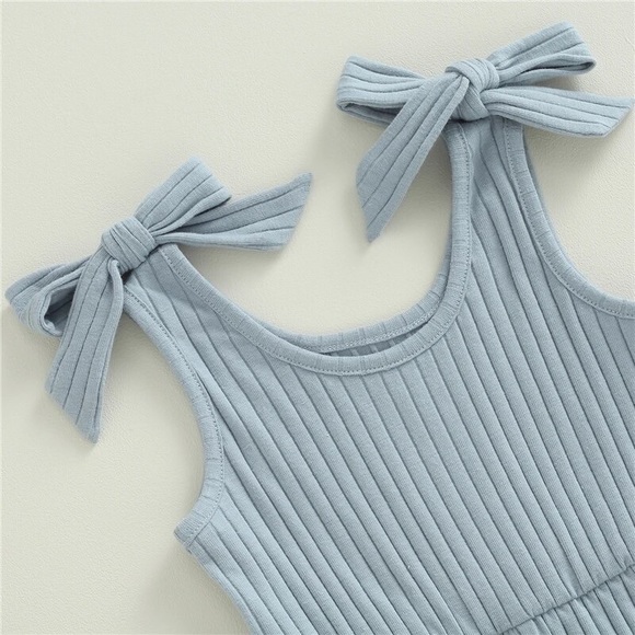 Raebels Clothing | One Pieces | Baby Blue Ribbed Romper | Poshmark
